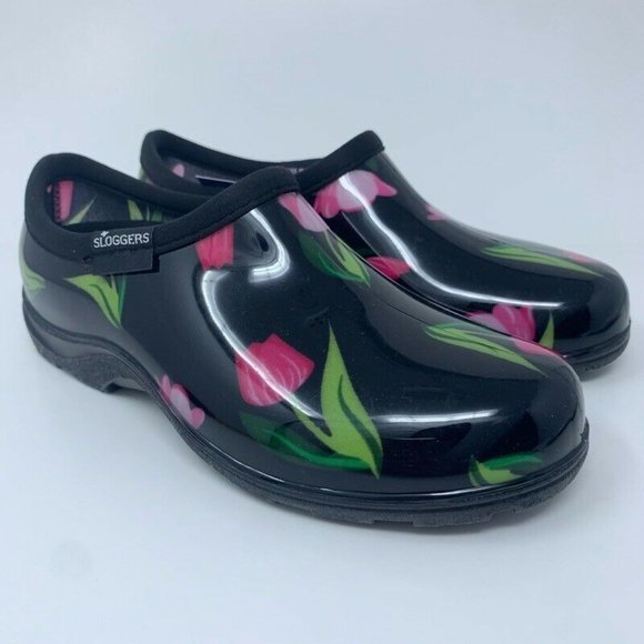 Sloggers | Shoes | Sloggers Womens Clog Shoes Black Pink Floral New ...